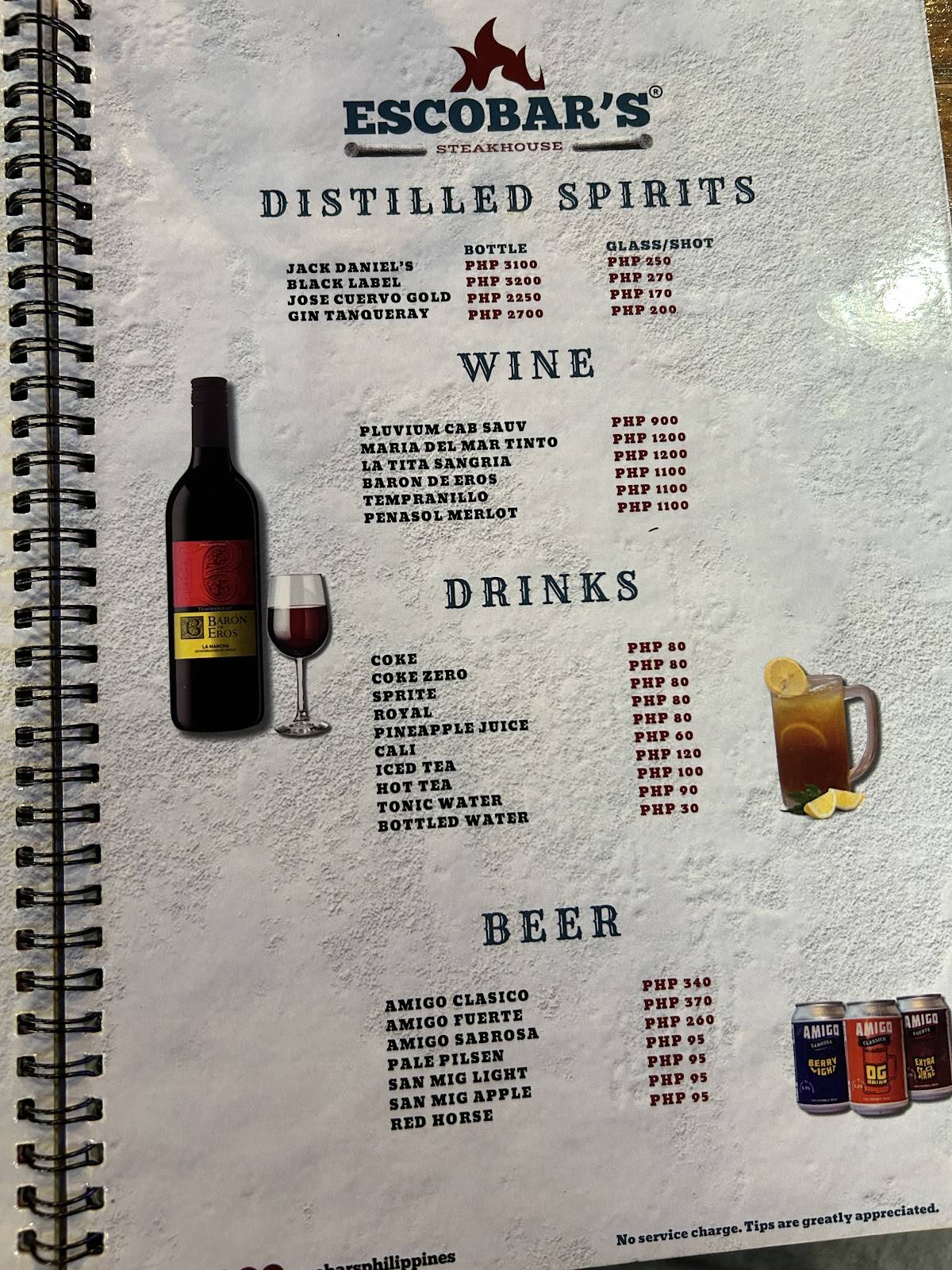 Menu at Escobar's Steakhouse, Quezon City, South Triangle