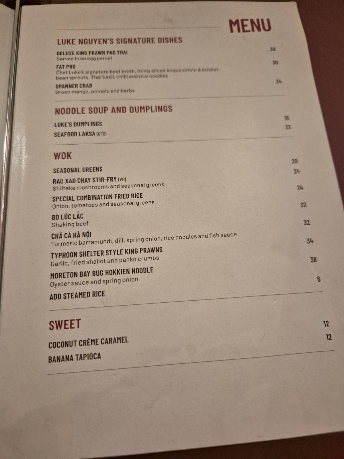 Menu at Fat Noodle restaurant, Brisbane City, Top of Queen St Mall ...
