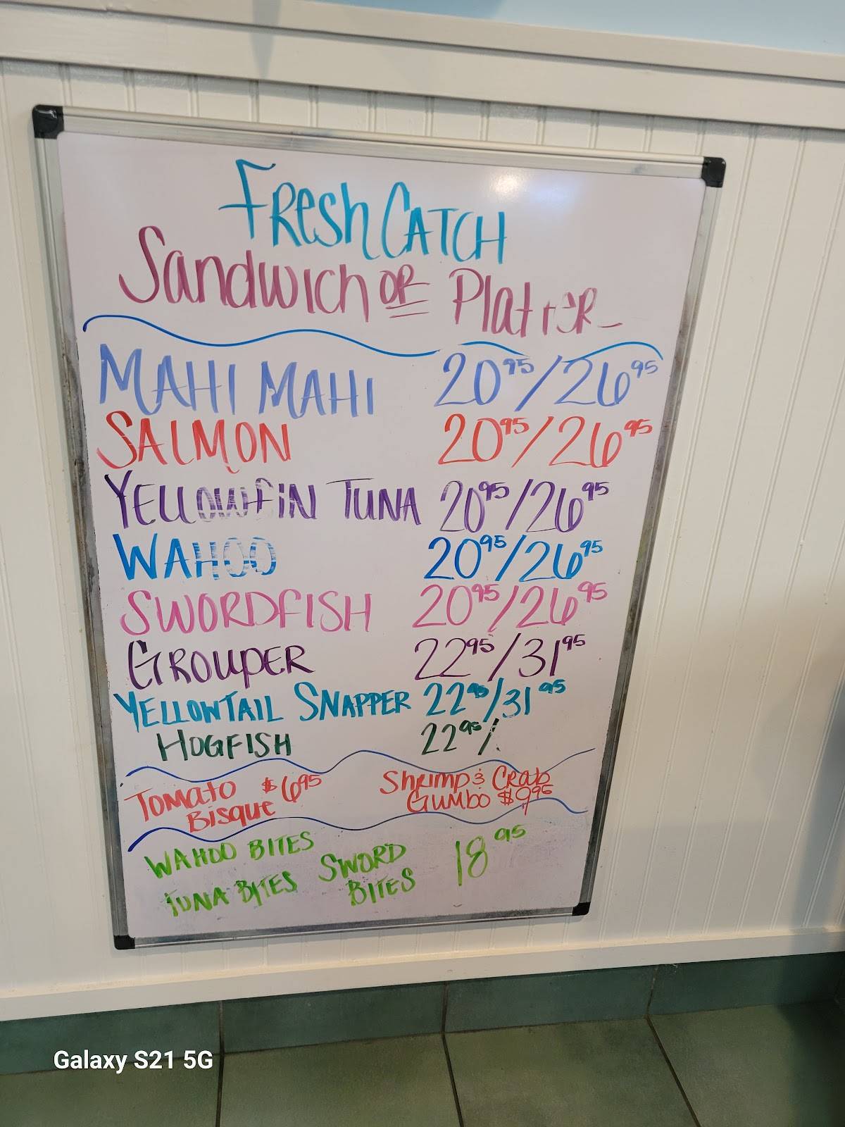 Menu at Fish Shack restaurant, Lighthouse Point, N Federal Hwy