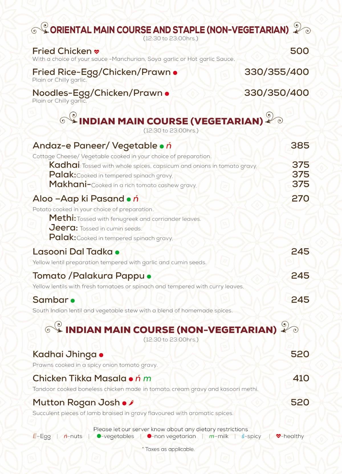 Menu at Flavours Restaurant by Manjeera sarovar premier, Rajahmundry