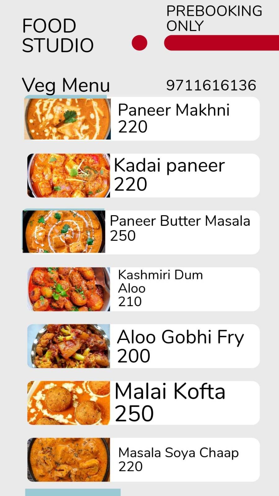 Menu at Food Studio, Faridabad