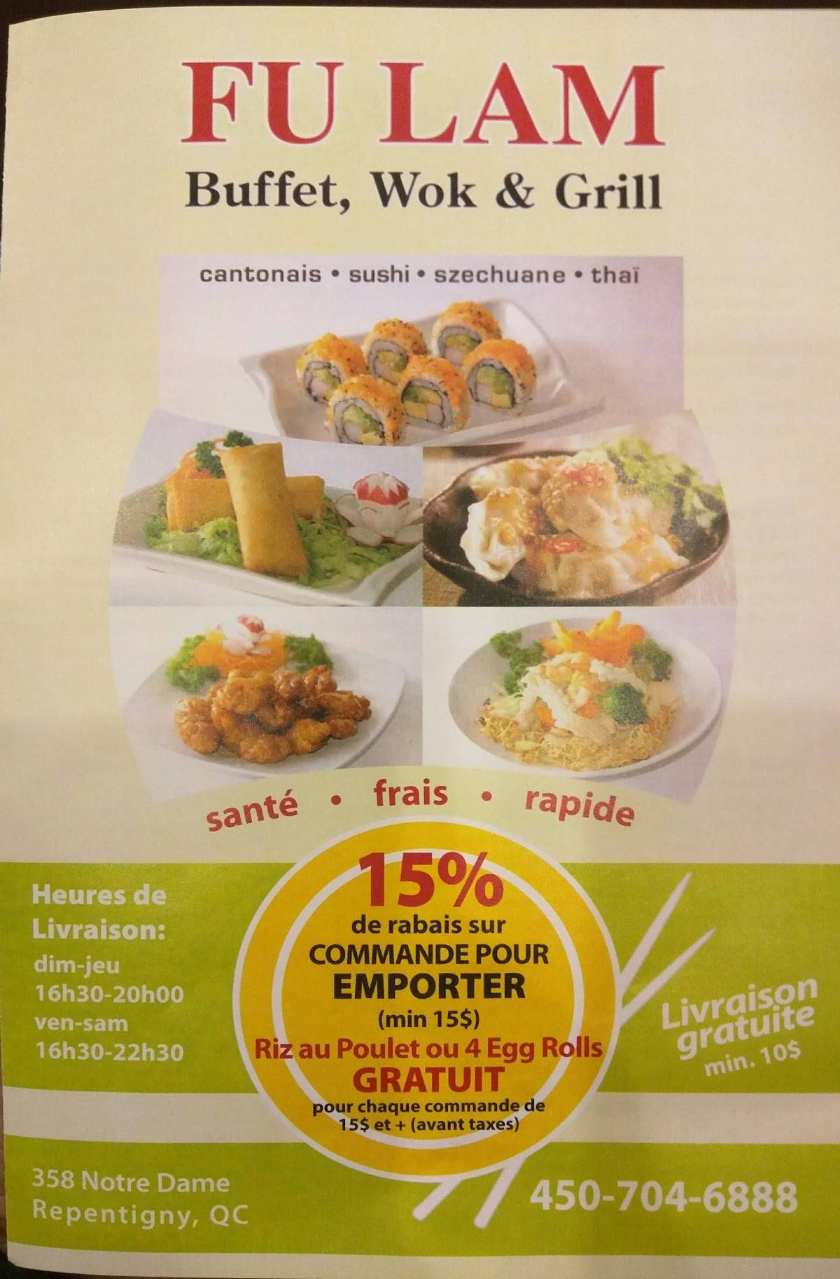Menu au Fu Lam Express restaurant, Repentigny