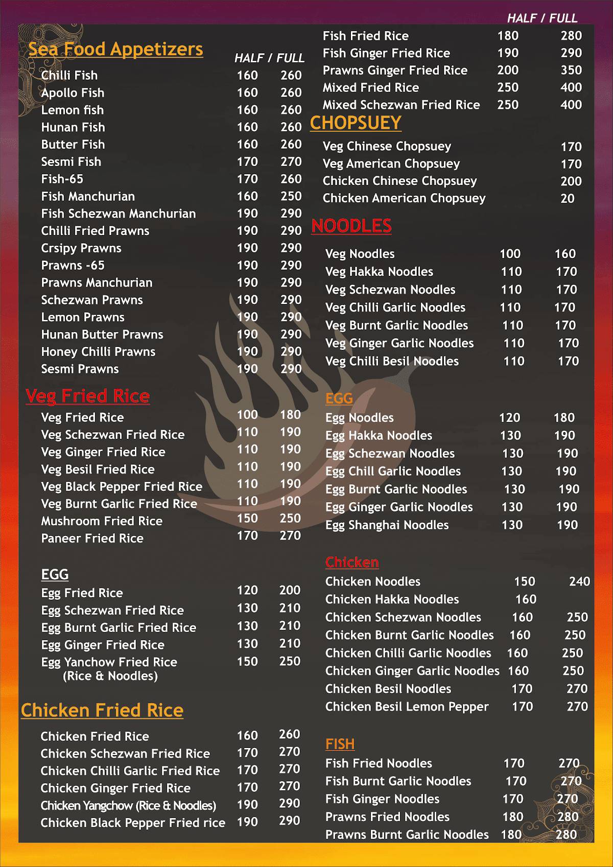 Menu at GRAND SPICE KING, Hyderabad