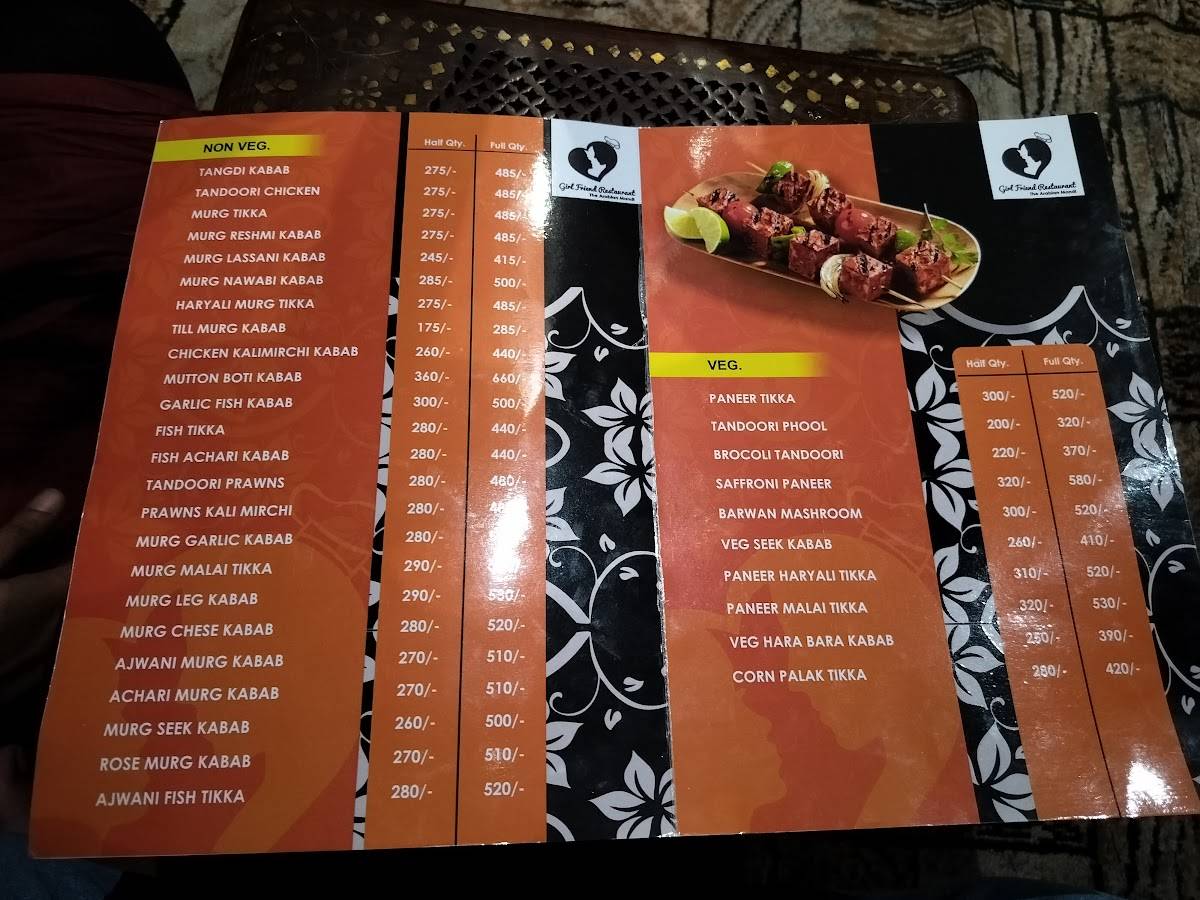 Menu at Girlfriend Mandi, Hyderabad, H no 1