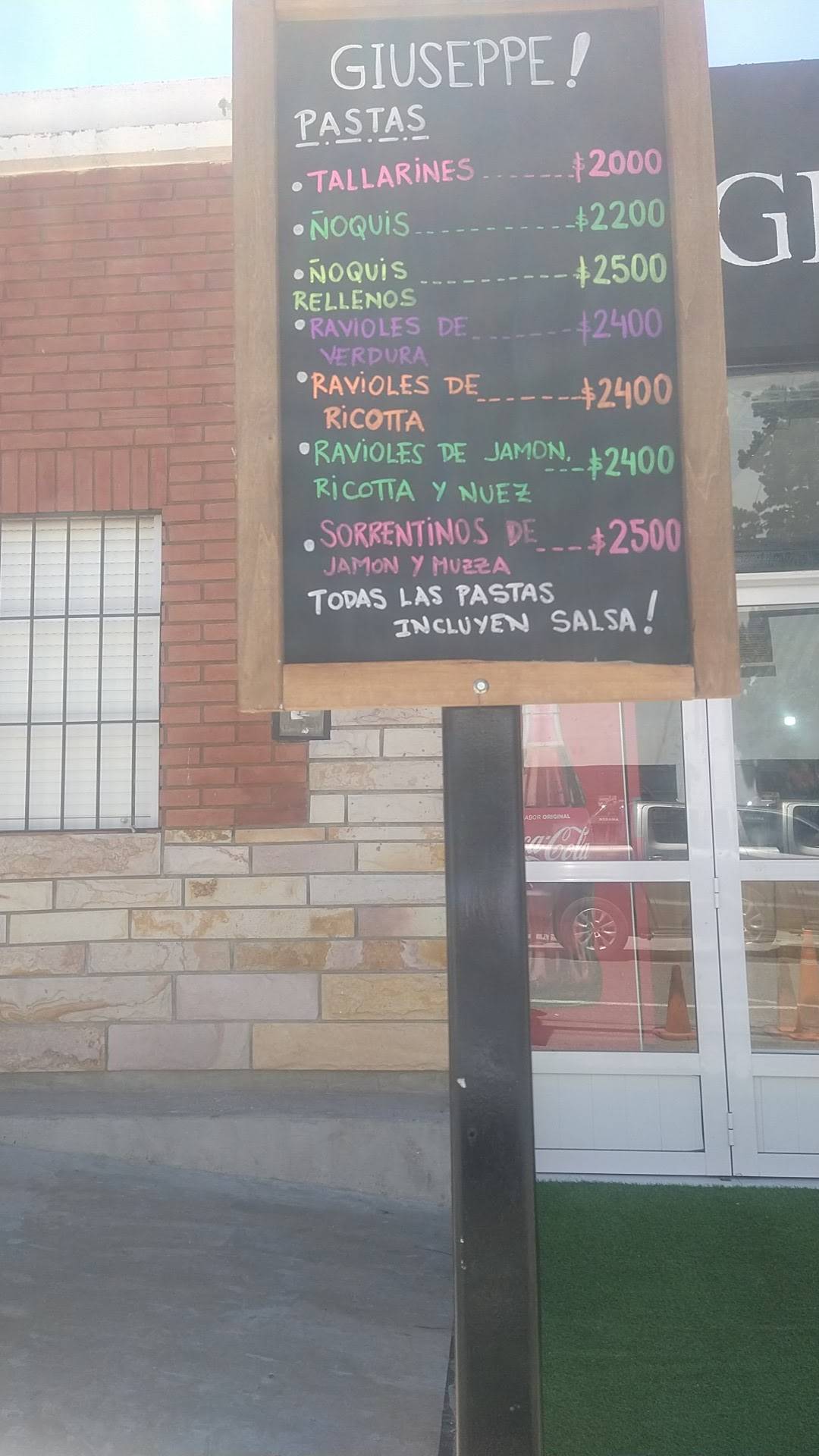 Menu at Giuseppe! restaurant, Las Grutas