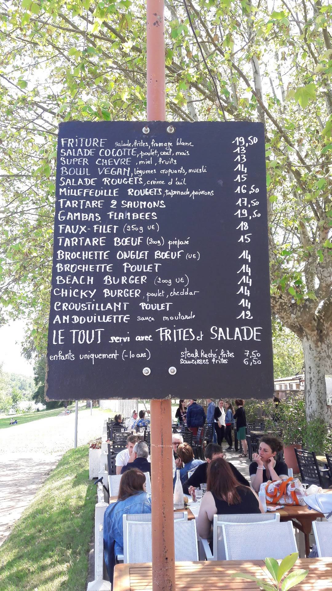 Menu au La Plage Bar Glacier Restaurant, Villefranche-sur-Saone