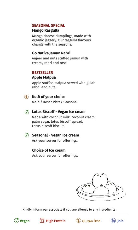 Menu at Go Native HSR, Bengaluru, 29