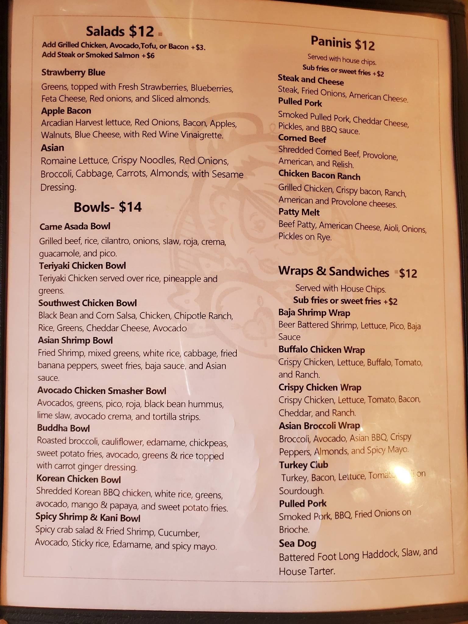 Menu at Gram's Eatery restaurant, Lewisburg