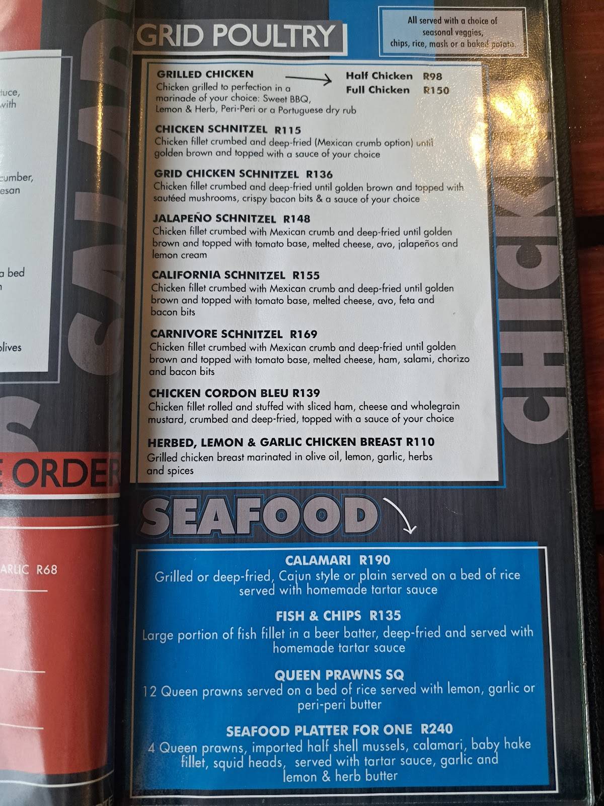 Menu at Grid & Grill restaurant, Benoni