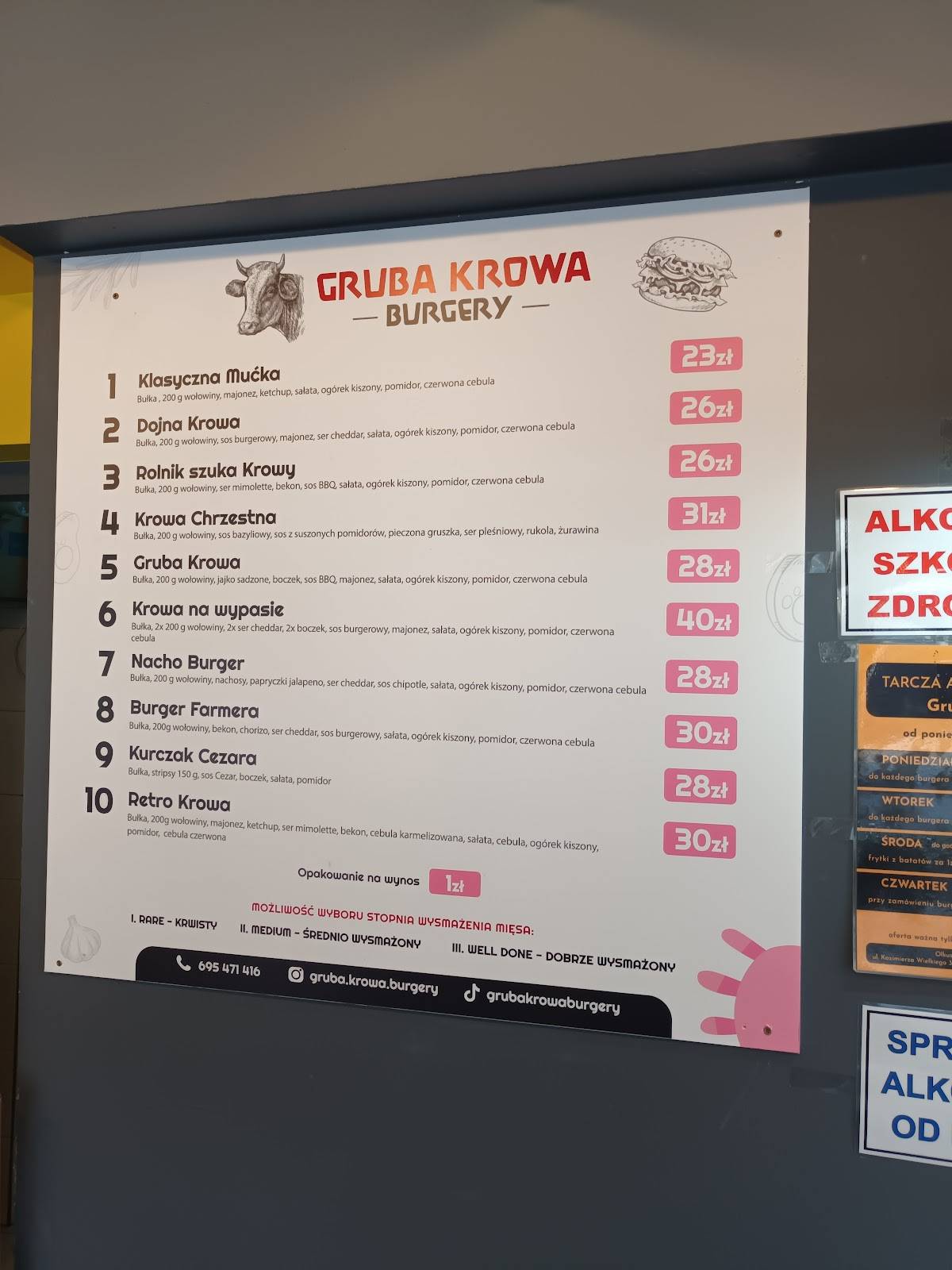 Carta del restaurante Gruba Krowa Burgery Olkusz, Olkusz