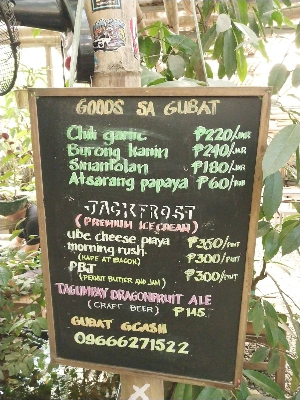 Menu at Gubat QC restaurant, Quezon City
