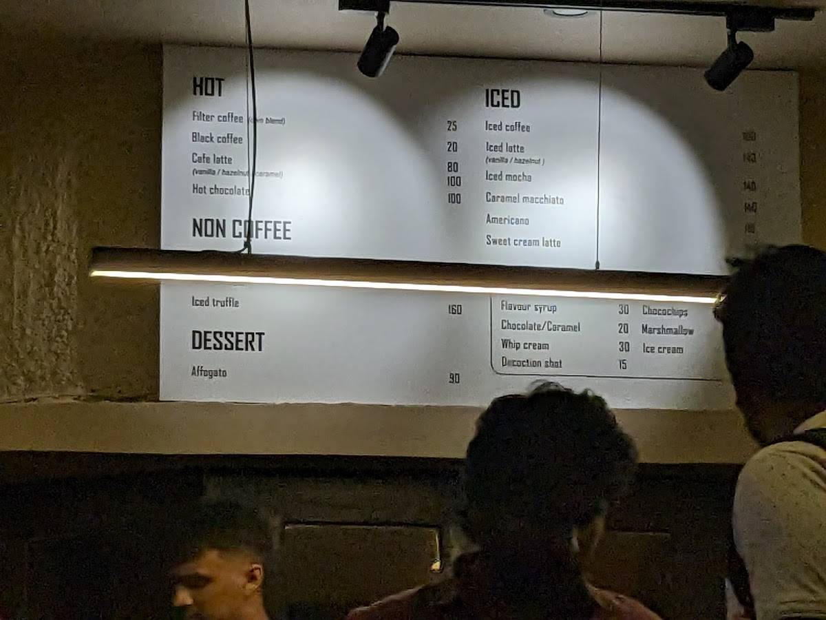 Menu at HALT., Chennai