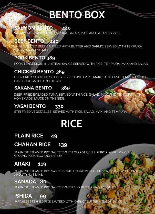 Menu at Hagemu Sushi and Ramen Bar, Urdaneta City