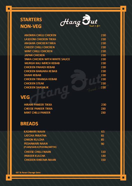 Menu at Hangout, Coimbatore, 33