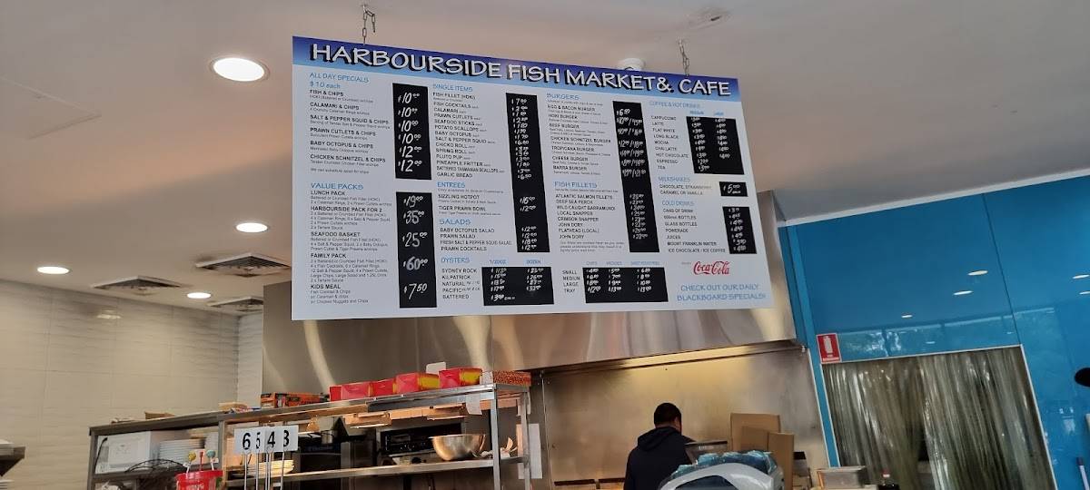 Menu at Harbourside Fish Market and Cafe, North Wollongong