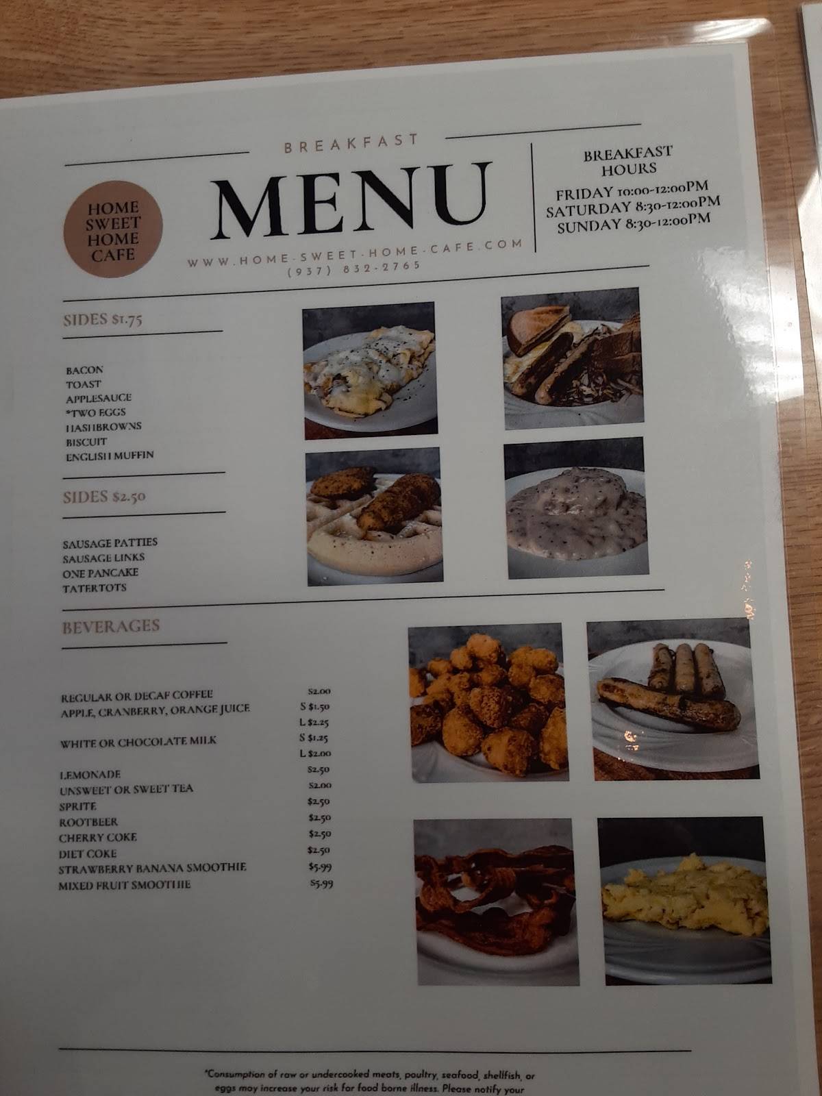 Menu at Home Sweet Home Cafe, Englewood