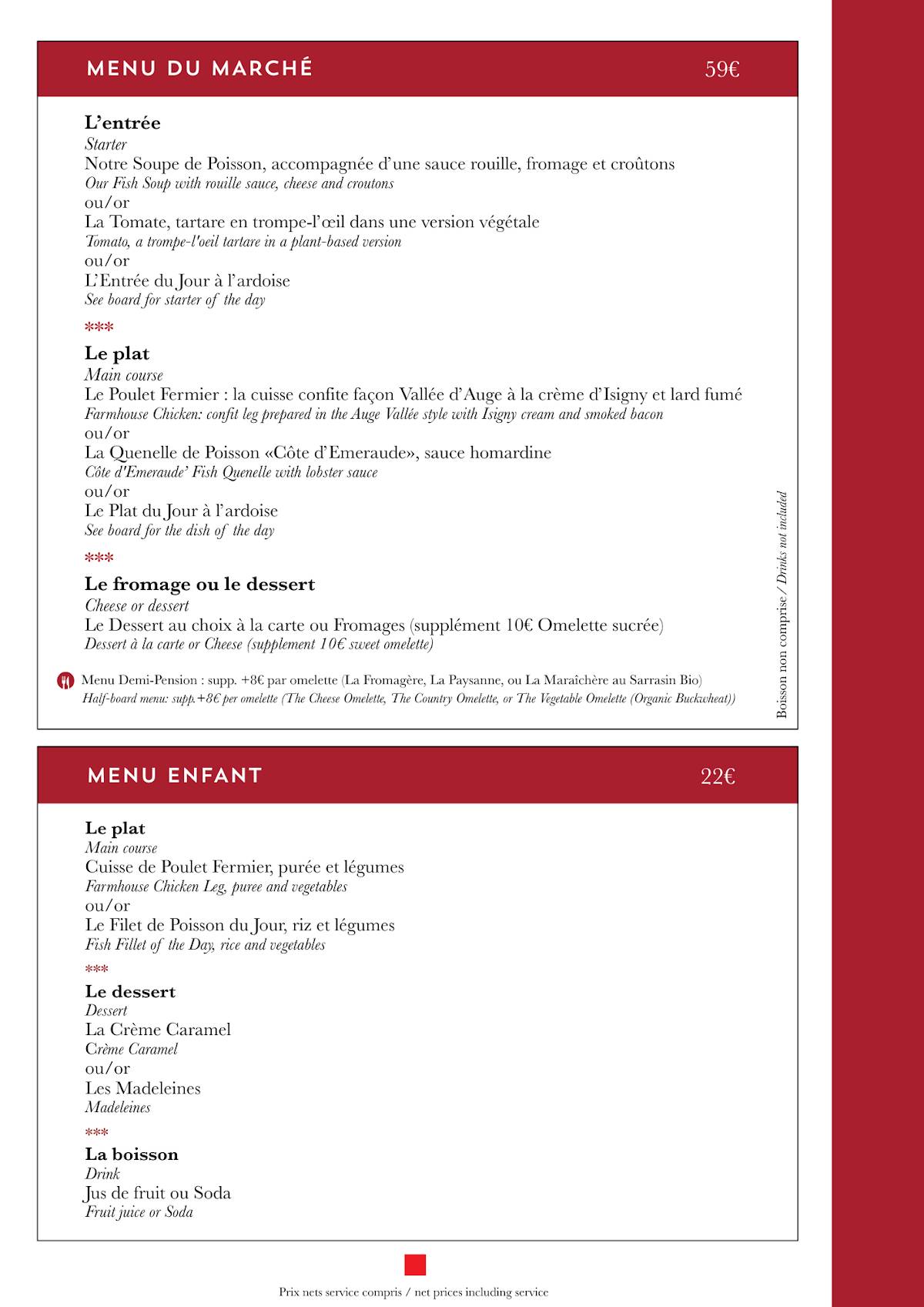 Menu at Hotel La Mère Poulard restaurant, Mont Saint-Michel, 3 ...