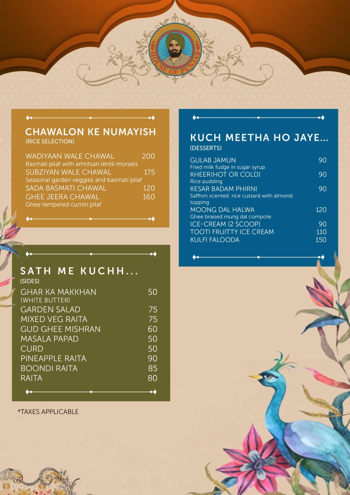 Menu at House Of Punjab (HOP), Kolkata