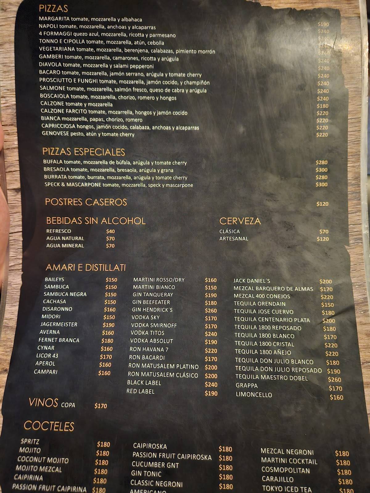 Menu at Il Bacaro Tulum Trattoria Italiana restaurant, Tulum