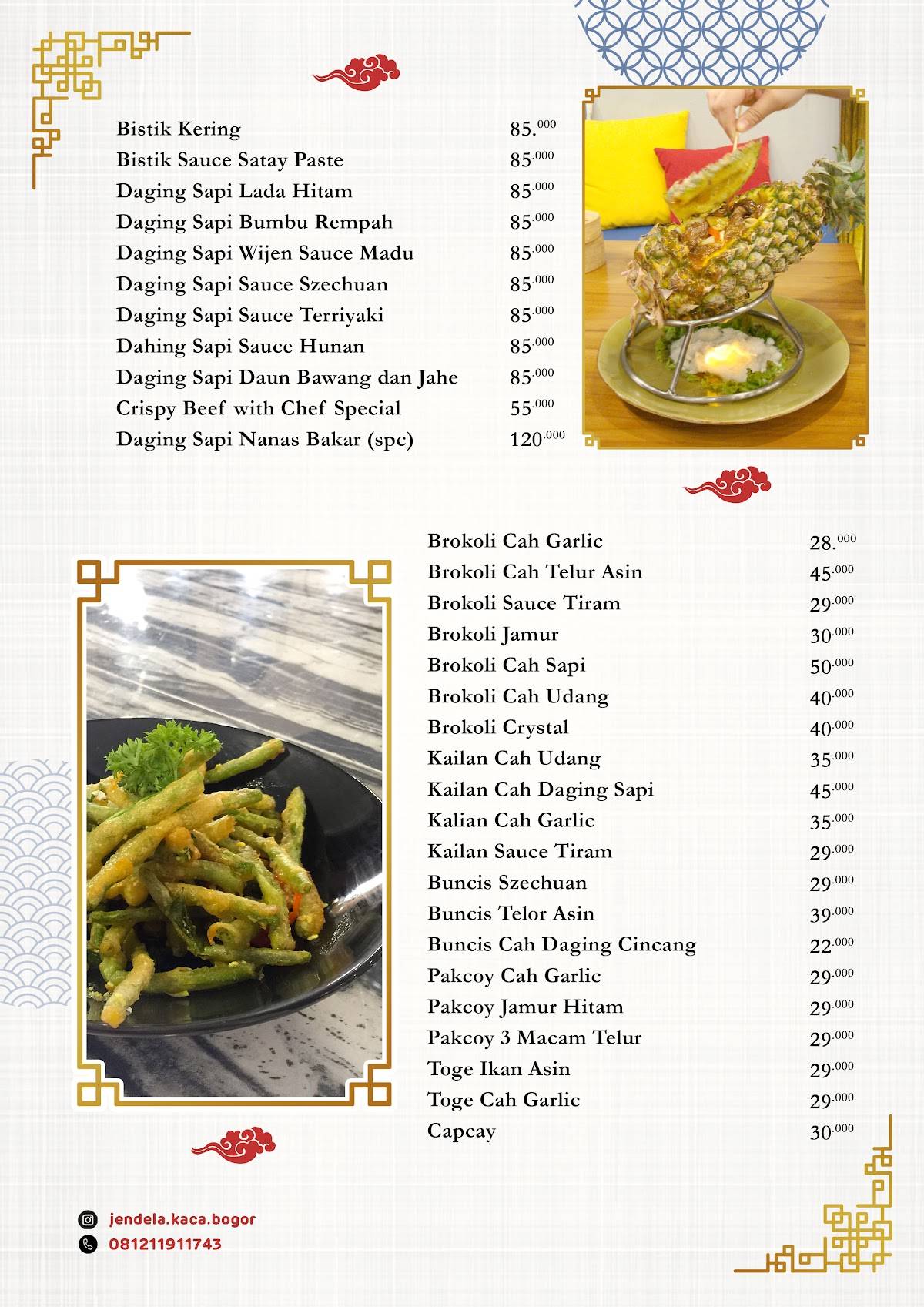Carta del restaurante Jendela Kaca Bogor, Bogor