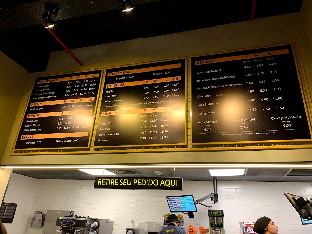 Menu at Jeronimo Burger Shopping Curitiba restaurant, Curitiba, Piso L2