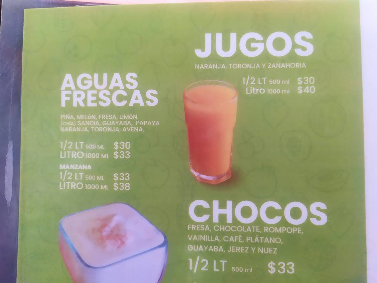 Carta del pub y bar Jugos y Chocos Tony, Aguascalientes, Av ...