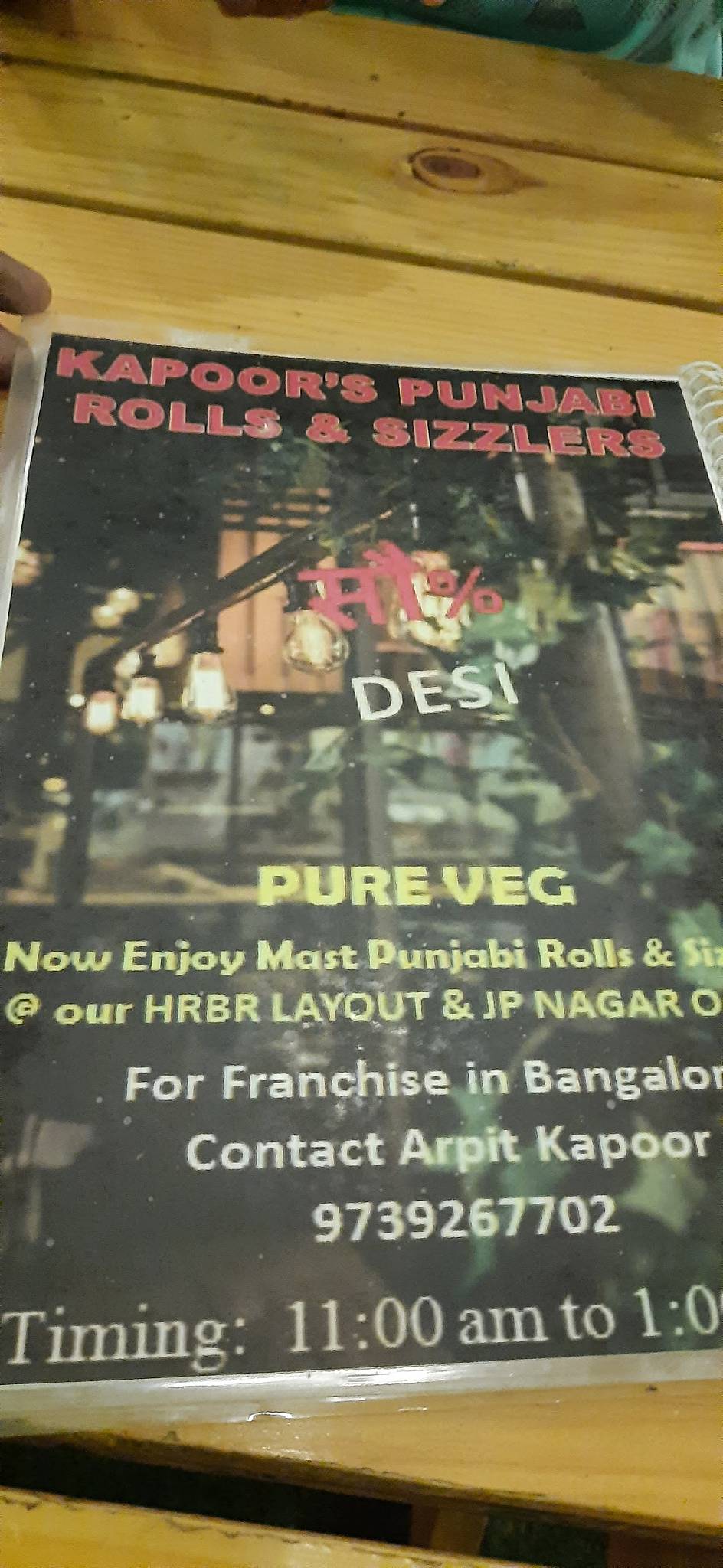 Menu at Kapoor’s Cafe Mysuru - Sharada Devi Nagar, India