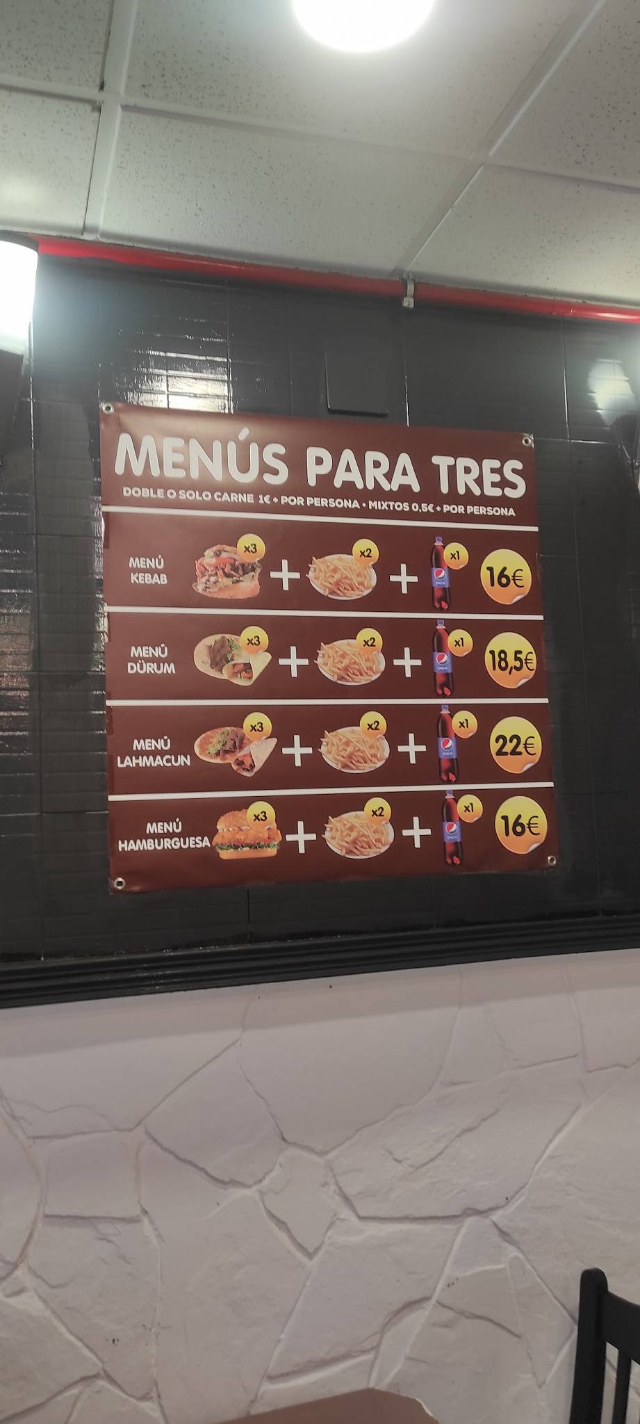 Carta del restaurante Kebab La Arena, Gijón