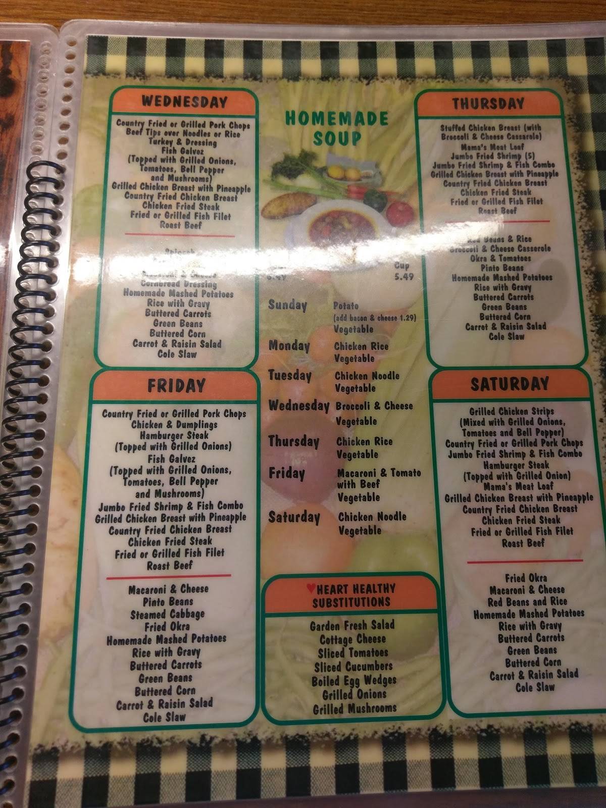 Menu at Kelley's Country Cookin' restaurant, League City, 1502 FM518