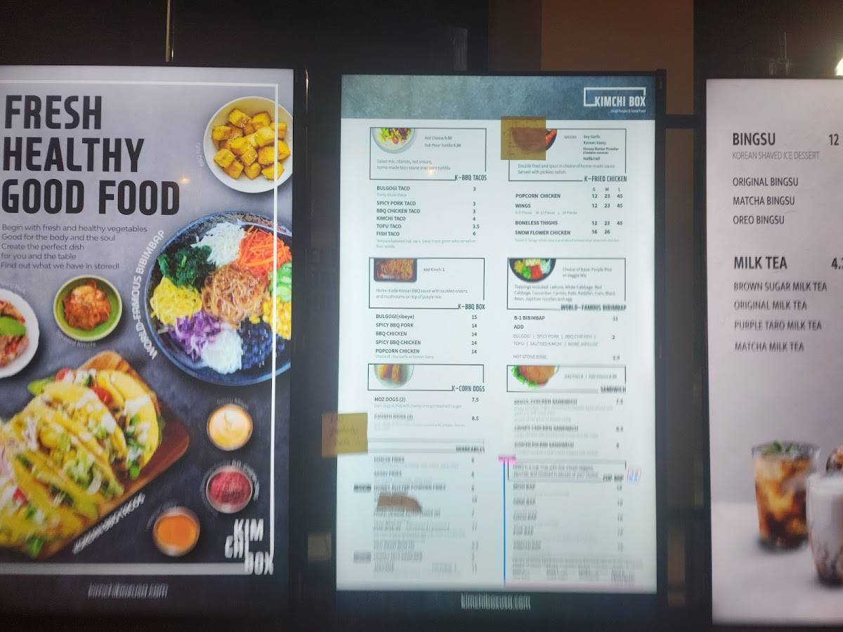 Menu at Kimchi Box restaurant, Novi