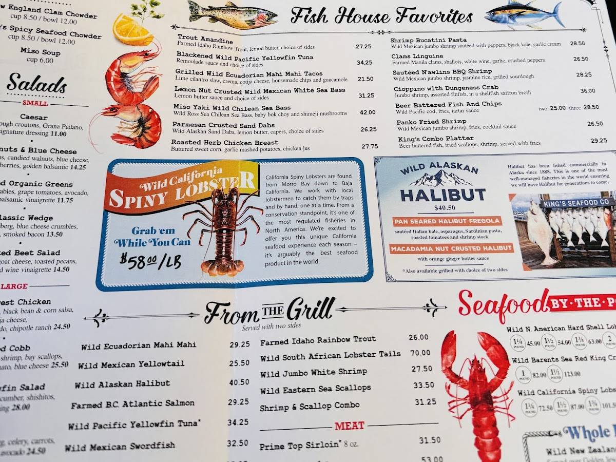 Menu at King's Fish House restaurant, Laguna Hills