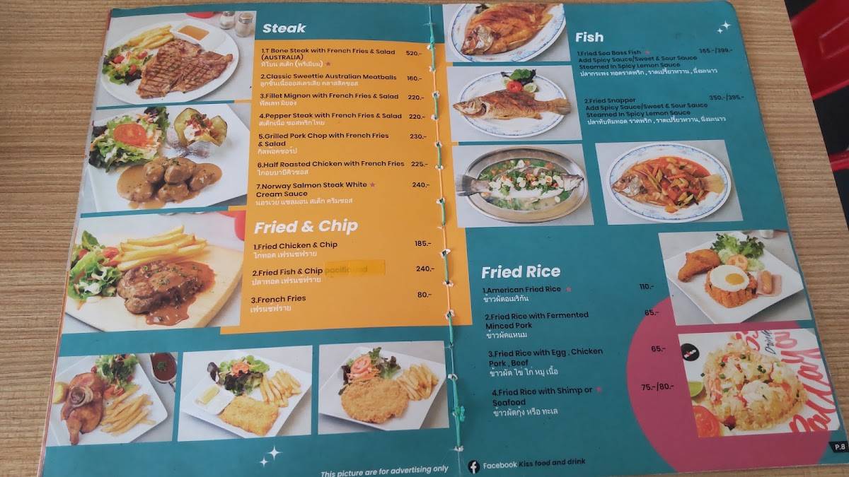 Menu at Kiss Food & Drinks 2 Second Road restaurant, Pattaya City, 216 ...