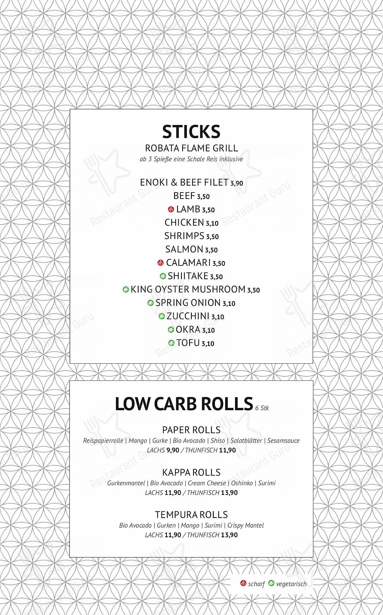 Speisekarte von KitchA - Sticks & Rolls restaurant, Wien