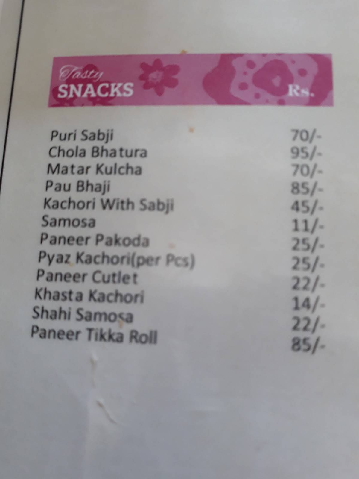 Menu at Kundan's, Moradabad, Peeli Kothi Circle