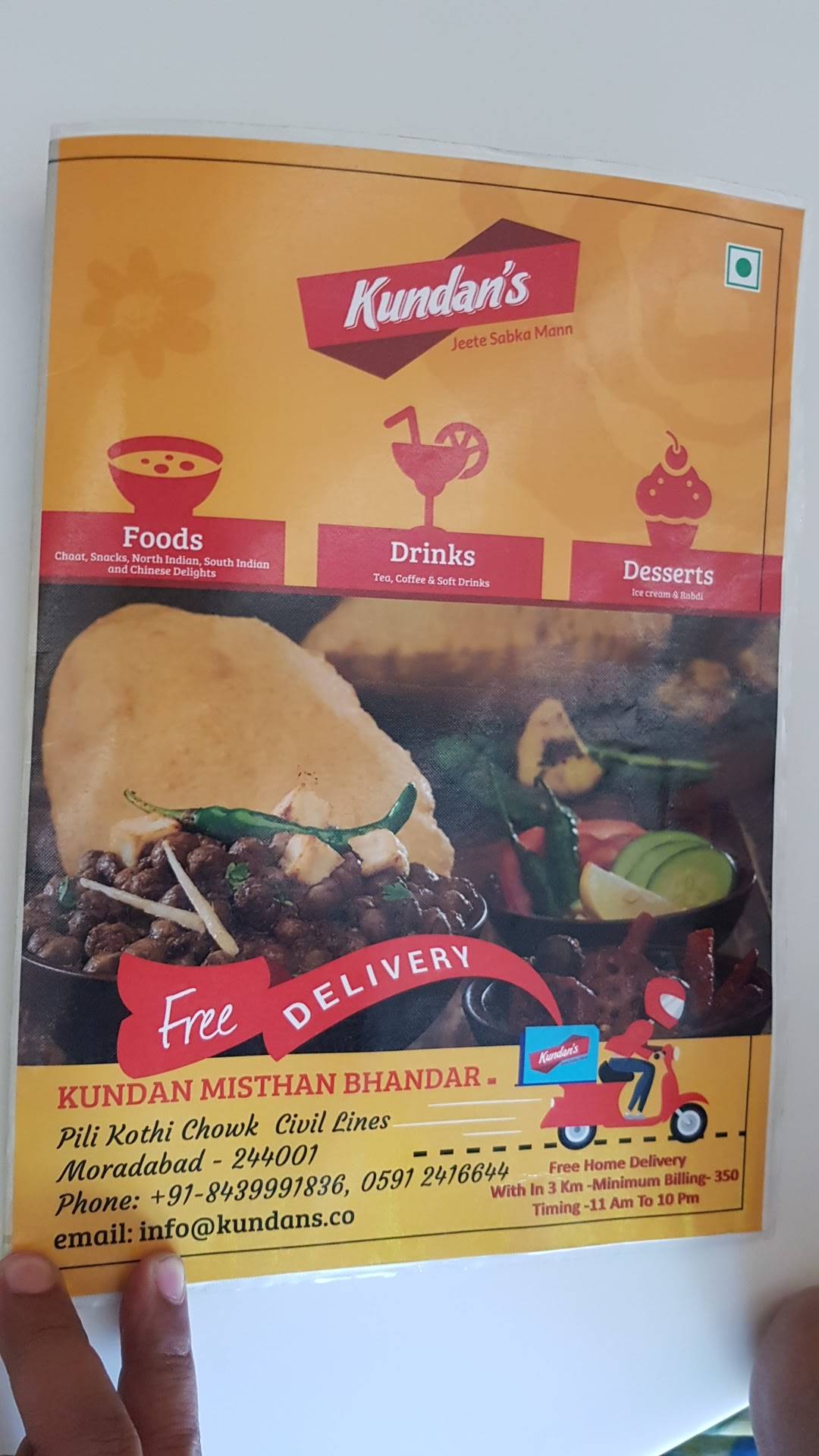 Menu at Kundan's, Moradabad, Peeli Kothi Circle