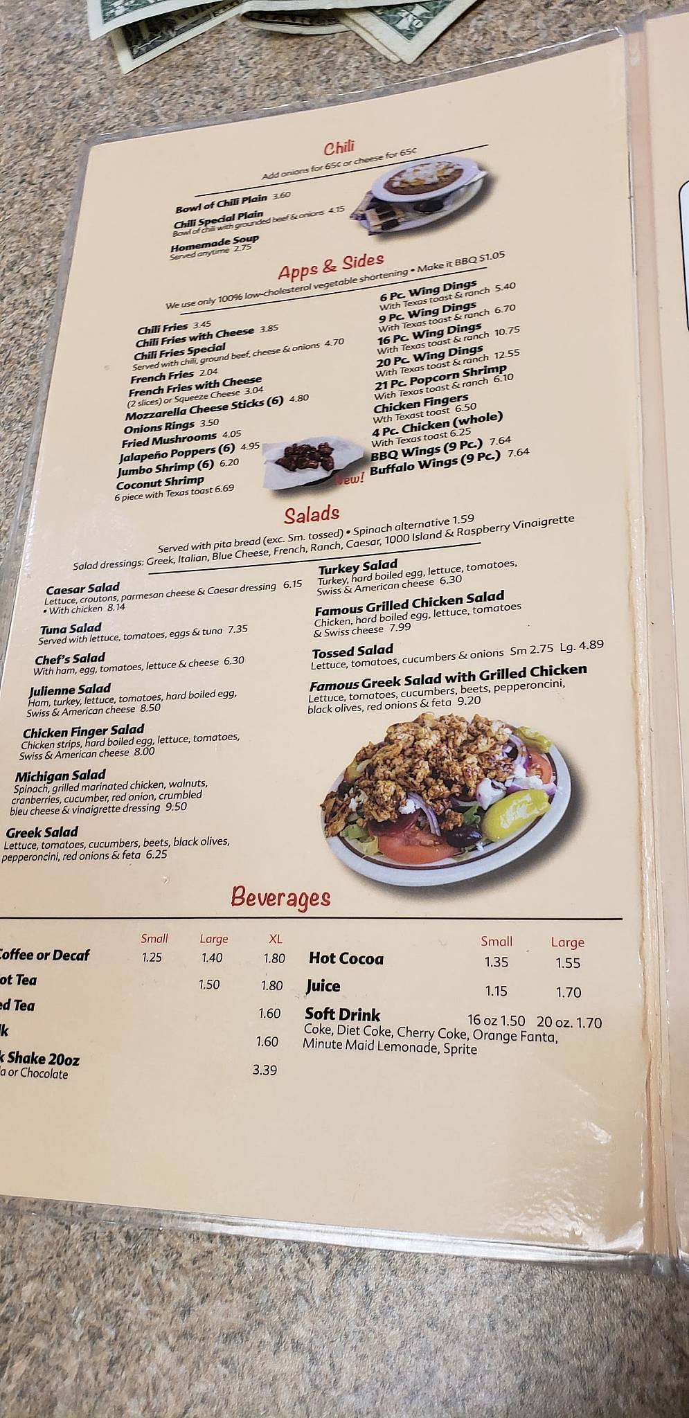 Menu at L George's Coney Island restaurant, Southfield, Northwestern Hwy