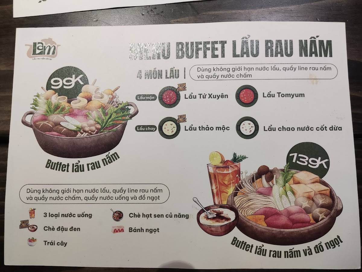 Menu at LAM Buffet Lẩu, Ho Chi Minh City
