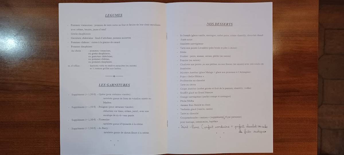 Menu au L'Autobus restaurant, Romagnat