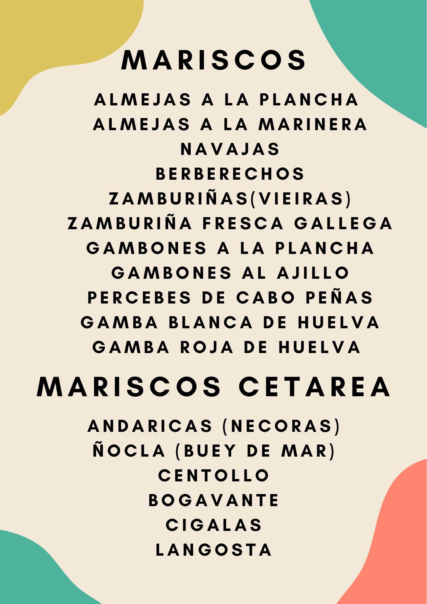Carta de Restaurante La Botella, Aviles