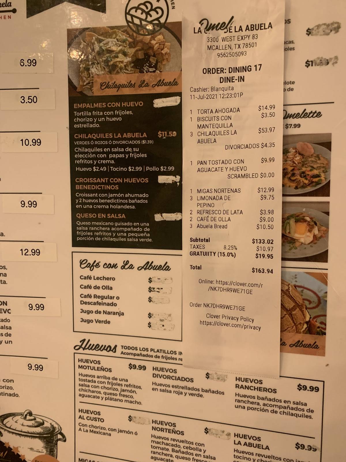 Menu at La Casa de la Abuela McAllen restaurant, McAllen, W Expy 83 ...