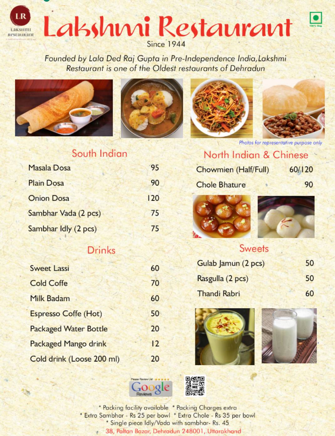 Menu at Lakshmi Restaurant, Dehradun, 82FR+54M