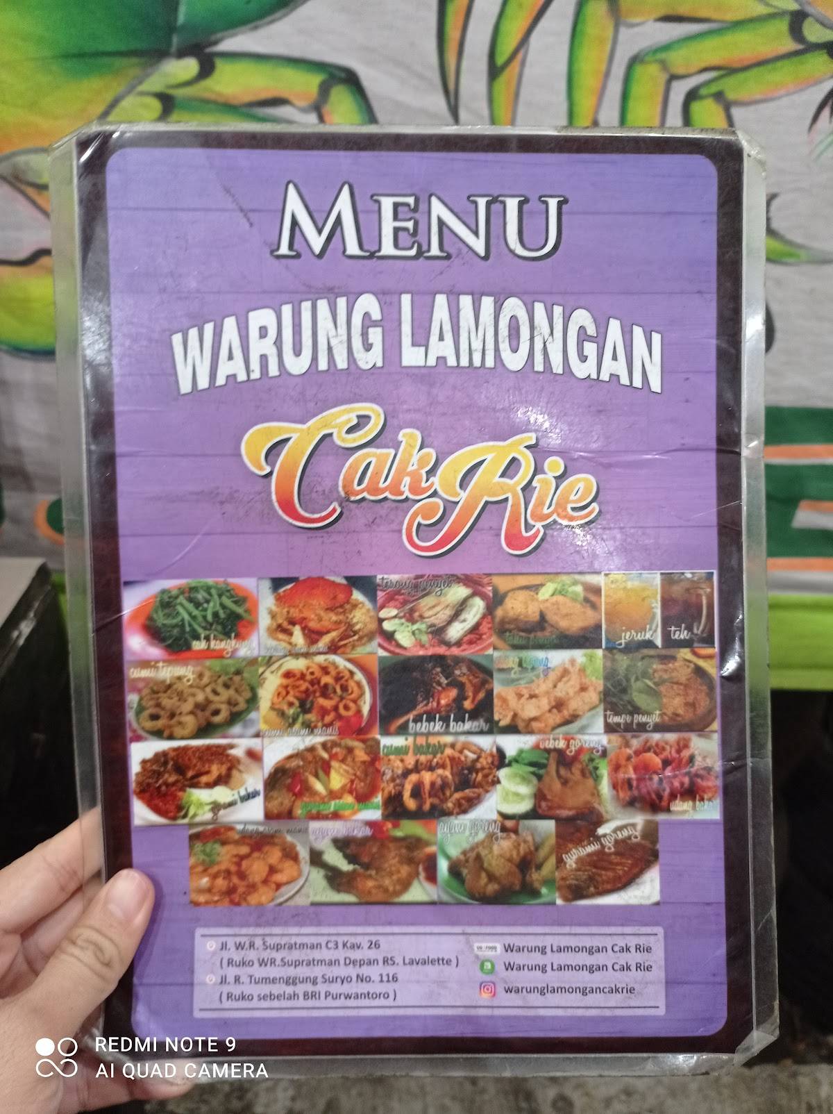Menu at Lalapan Warung Lamongan Cak Rie Cabang Tumenggung Suryo ...