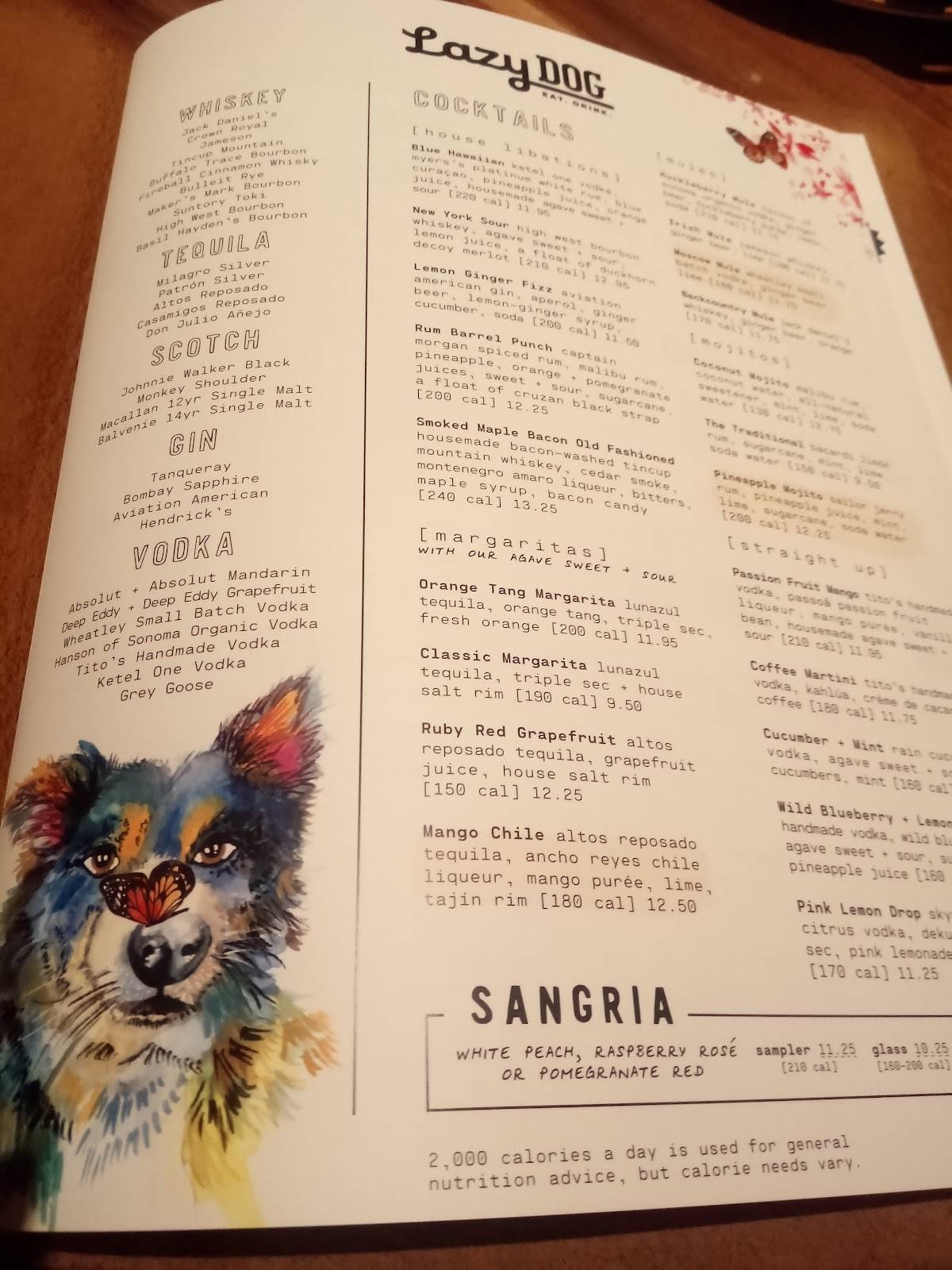 Menu at Lazy Dog Restaurant & Bar, Stafford