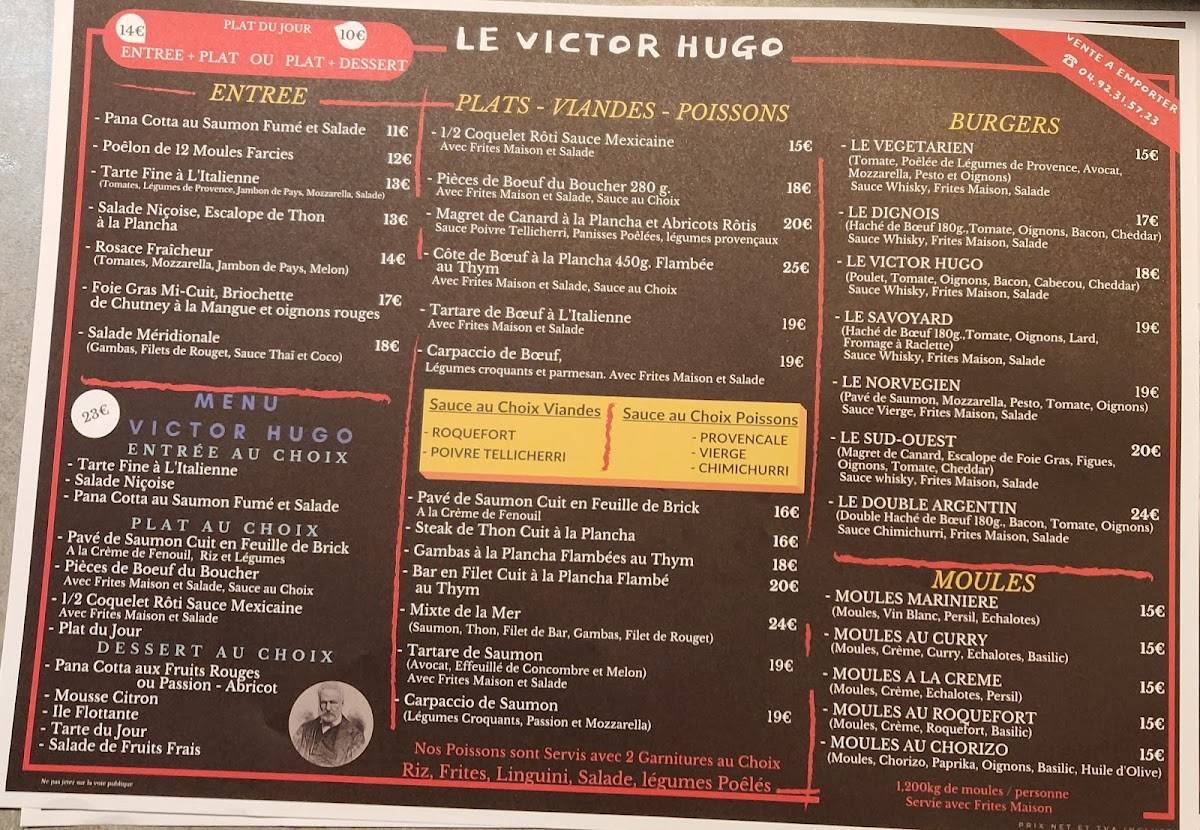 Menu au Restaurant Le Victor Hugo, Digne-les-Bains