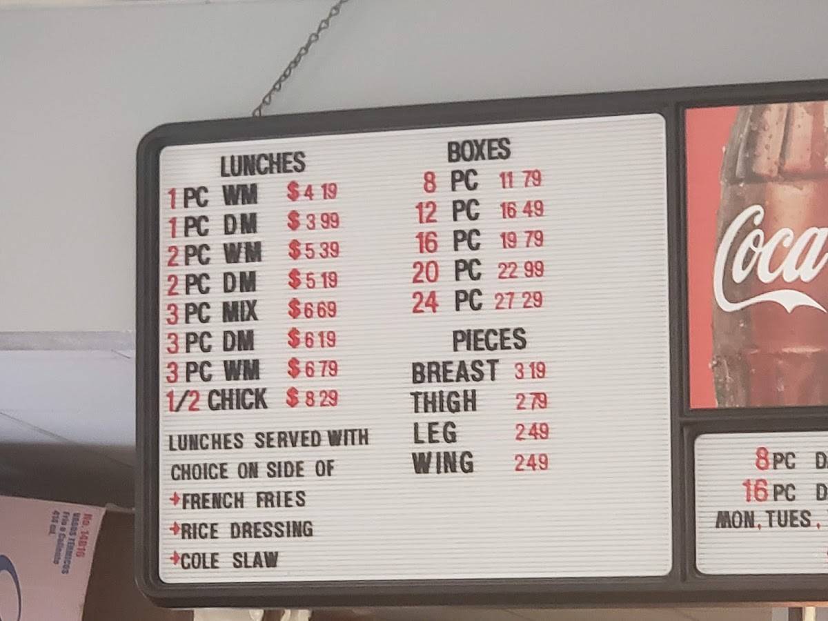 Menu at Leader's Fried Chicken - St. Amant restaurant, Prairieville