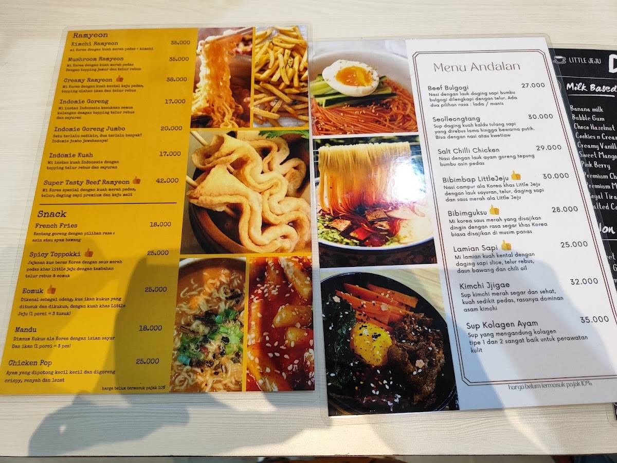 Menu at Little Jeju Cafe, Malang