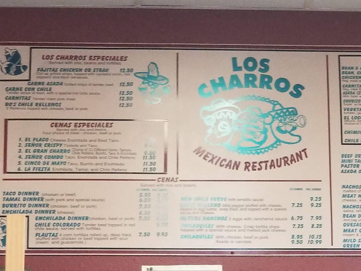 Menu at Los Charros Mexican Restaurant, Oakley