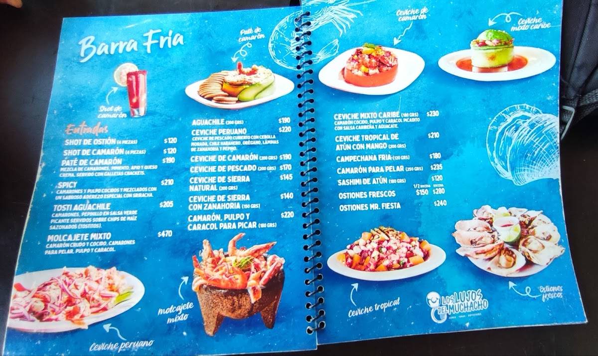 Carta del restaurante Los Lujos del Muchacho, Mazatlán