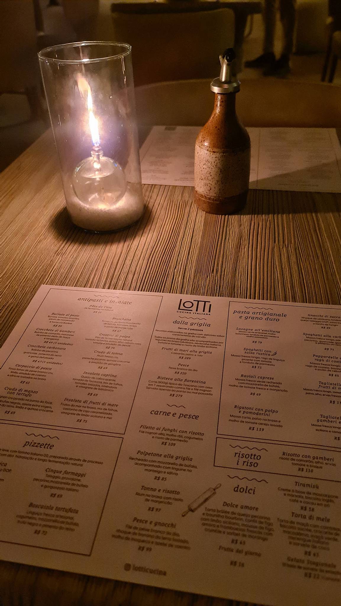 Menu em Lotti Cucina Italiana restaurante, Salvador