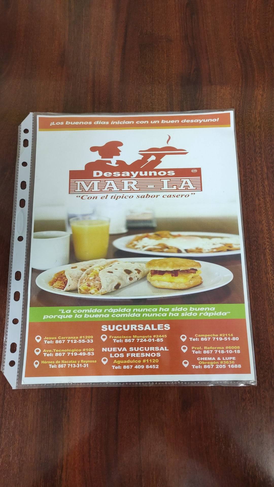 Carta del restaurante MAR-LA, Nuevo Laredo, C. Campeche 2114